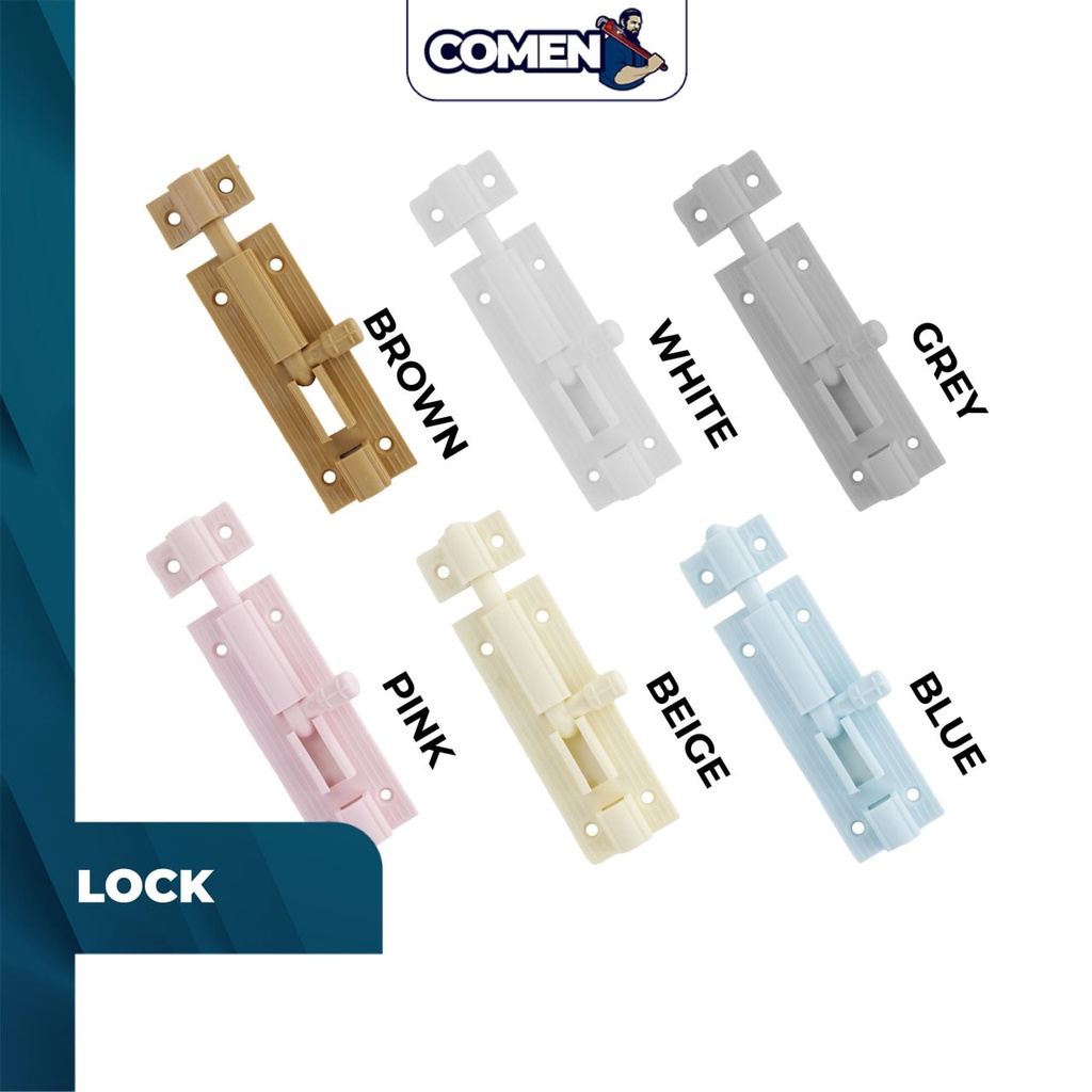 COMEN PVC Tower Bolt Toilet Bathroom Fitting Room Plastic Door Latch ...