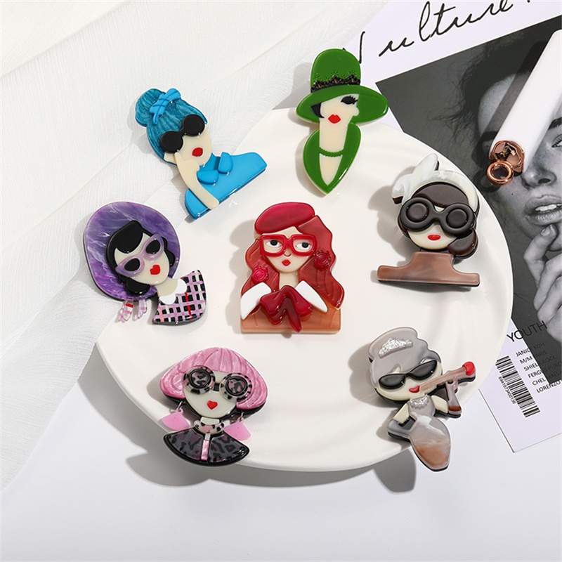 SKEDS Acrylic Beauty Women Elegant Vintage Brooch Pin Trendy Lady Retro ...