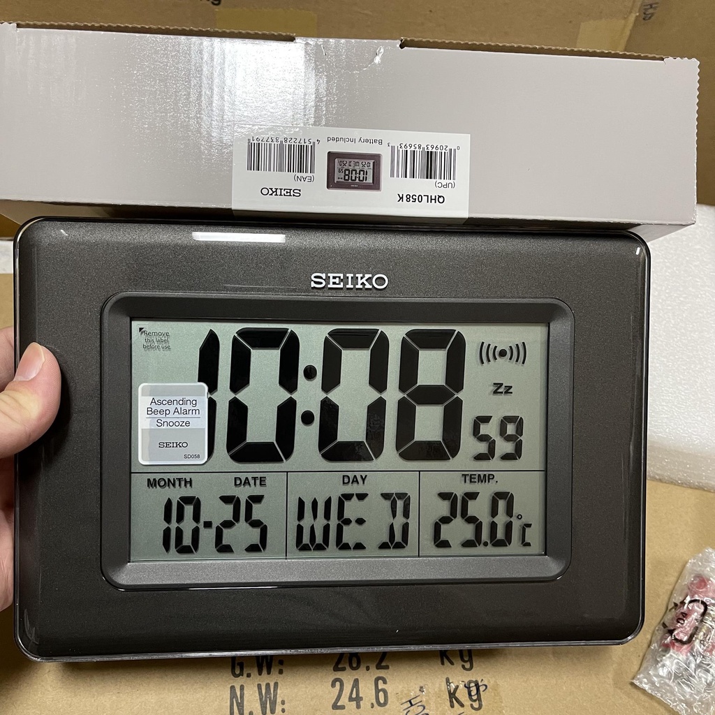 [Original] Seiko Clock QHL058K Digital Thermometer Alarm Black Quartz ...