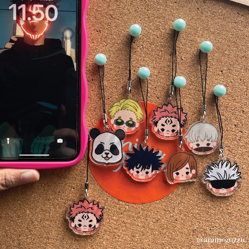 MINI PHONE STRAP - BAG CHARM JUJUTSU KAISEN JJK - GOJO SATORU - ITADORI ...