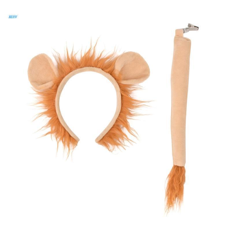 NERV Lion Costume Accessories Set -Lion Ears Headband with Tail Lion ...