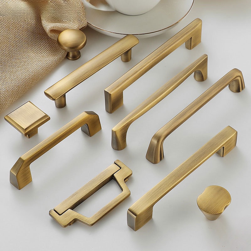 Mocha Yellow Antique Brass Drawer Knob And Handle Simple Wardrobe ...