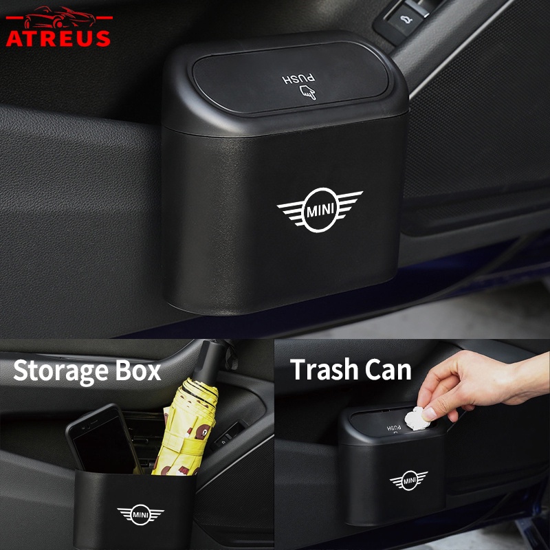 Mini Car Trash Can Hanging Flip Lid Dustbin Pressing Type Storage Box ...