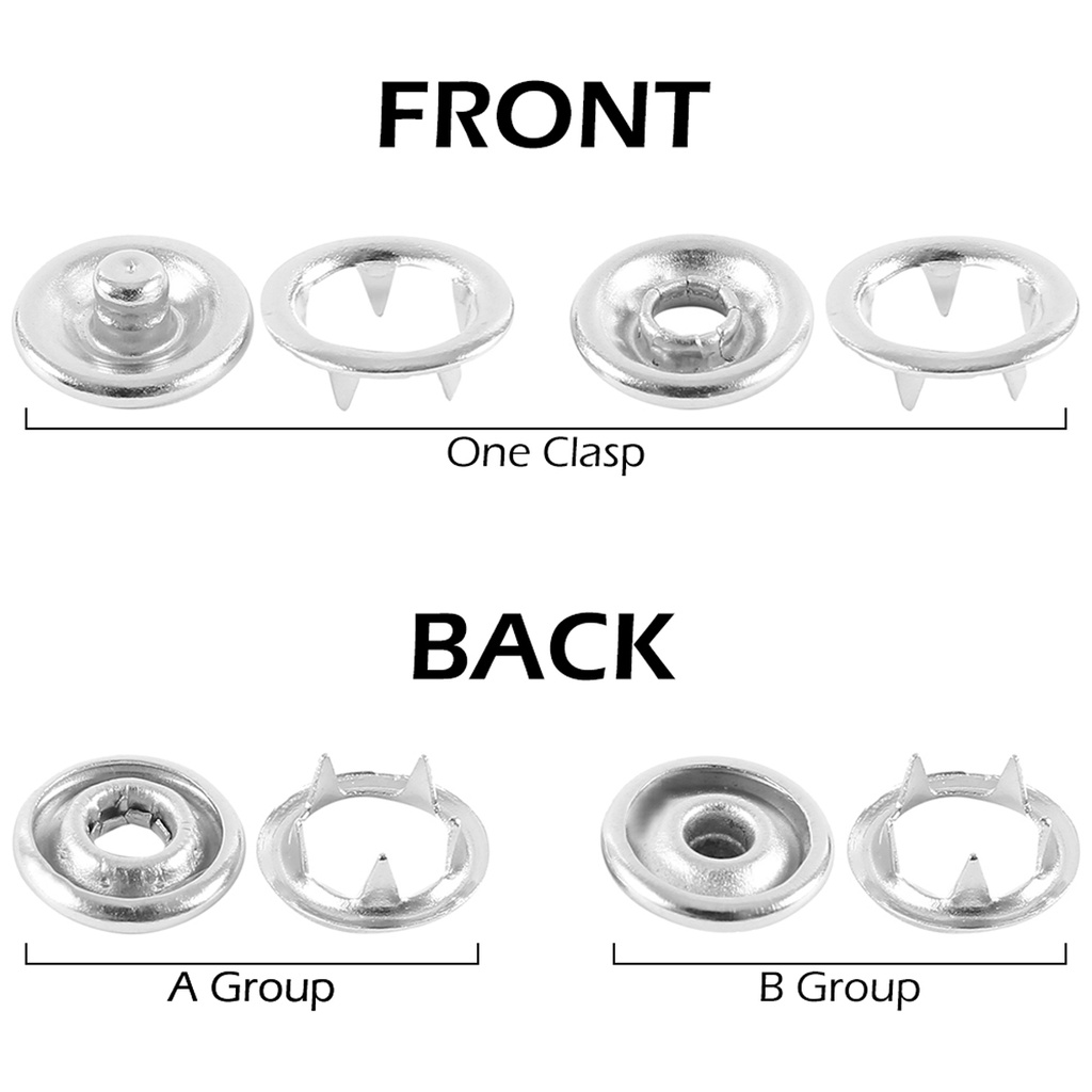 Snap Button Plier Tool 100 Set Hollow/Solid Prong Press Studs Snap ...