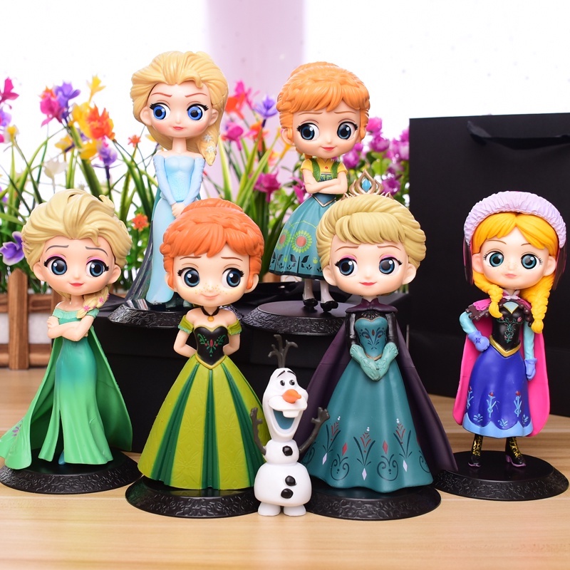 Disney Anime Figure Kawaii Frozen Snow Queen Elsa Anna Princess Action ...