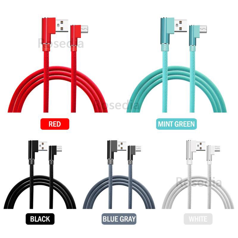 90 Degree 1M/2M/3M Fast Charging Cable Micro Usb / Type-C / ip Cable ...