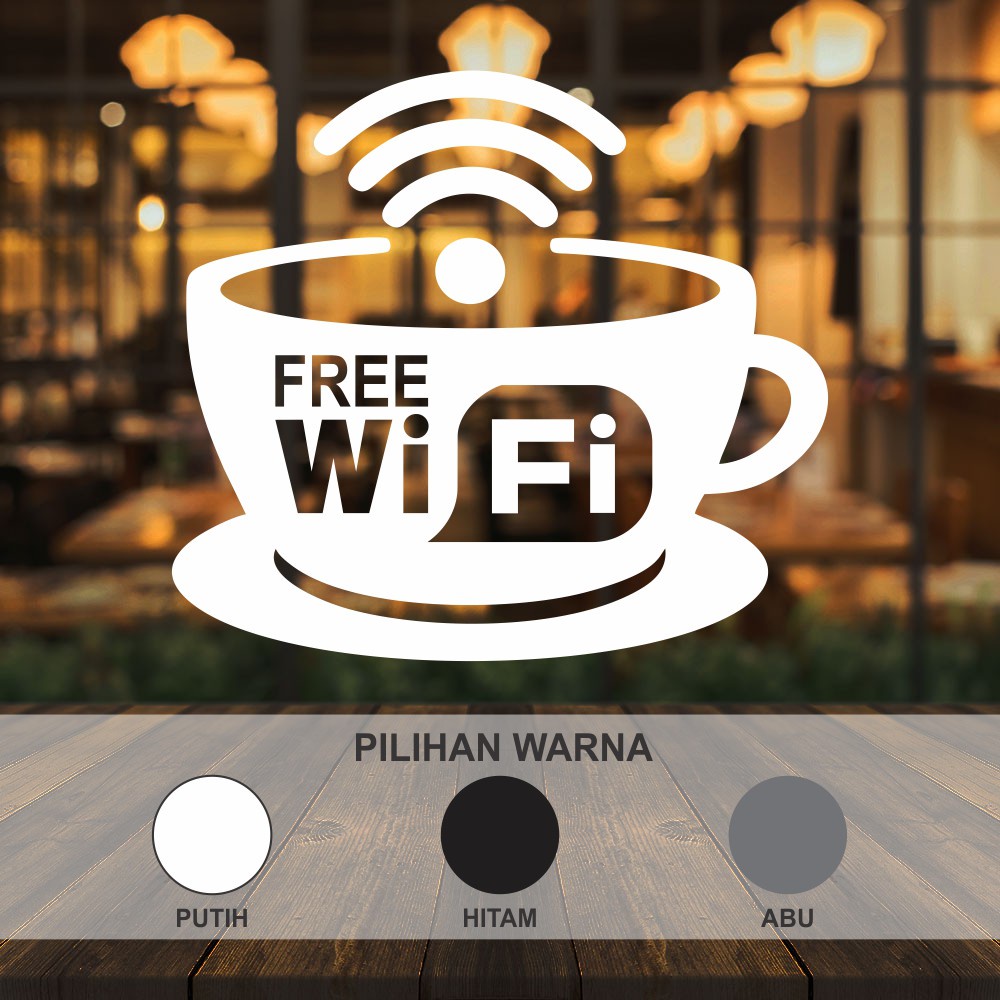 Free Wifi Sticker Cup Cutting Sticker Glass Cafe Resto Wall Sticker ...