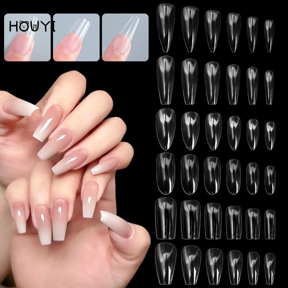Transparent Seamless Fake Nails Full Coverage False Nails Tips/ Short T ...