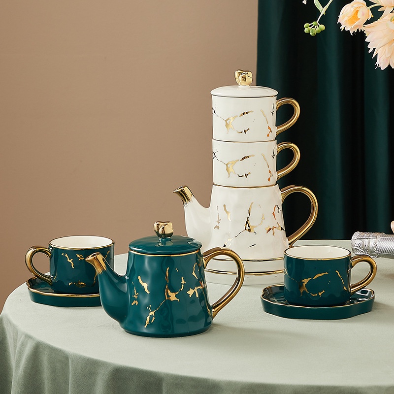 Ceramic Teapot Featured Gold-Plated Tea Set | Shopee Singapore