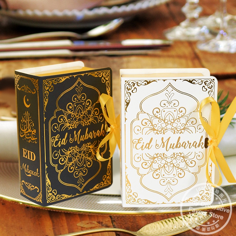 (MOQ:20pcs) Book Shape Eid Mubarak Gift Boxes With Ribbon Decor ...