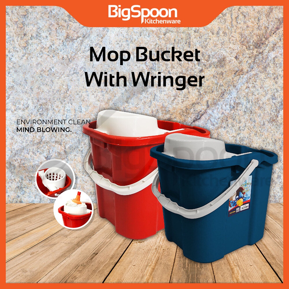 BIGSPOON M-441 14.5L Mop Bucket with Wringer | Mop Pail with Squeezer ...