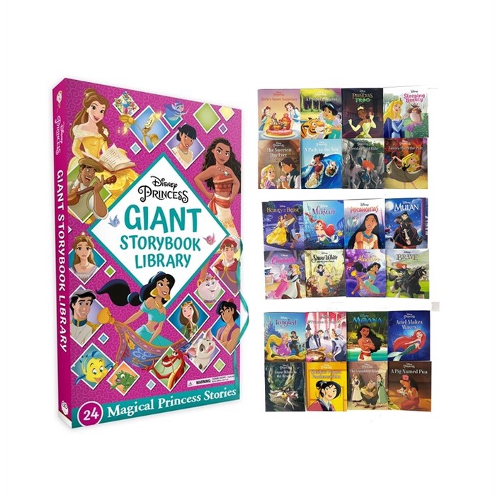 Disney Princess Giant Story Book Library 24 Books Gift Set For Kids To ...