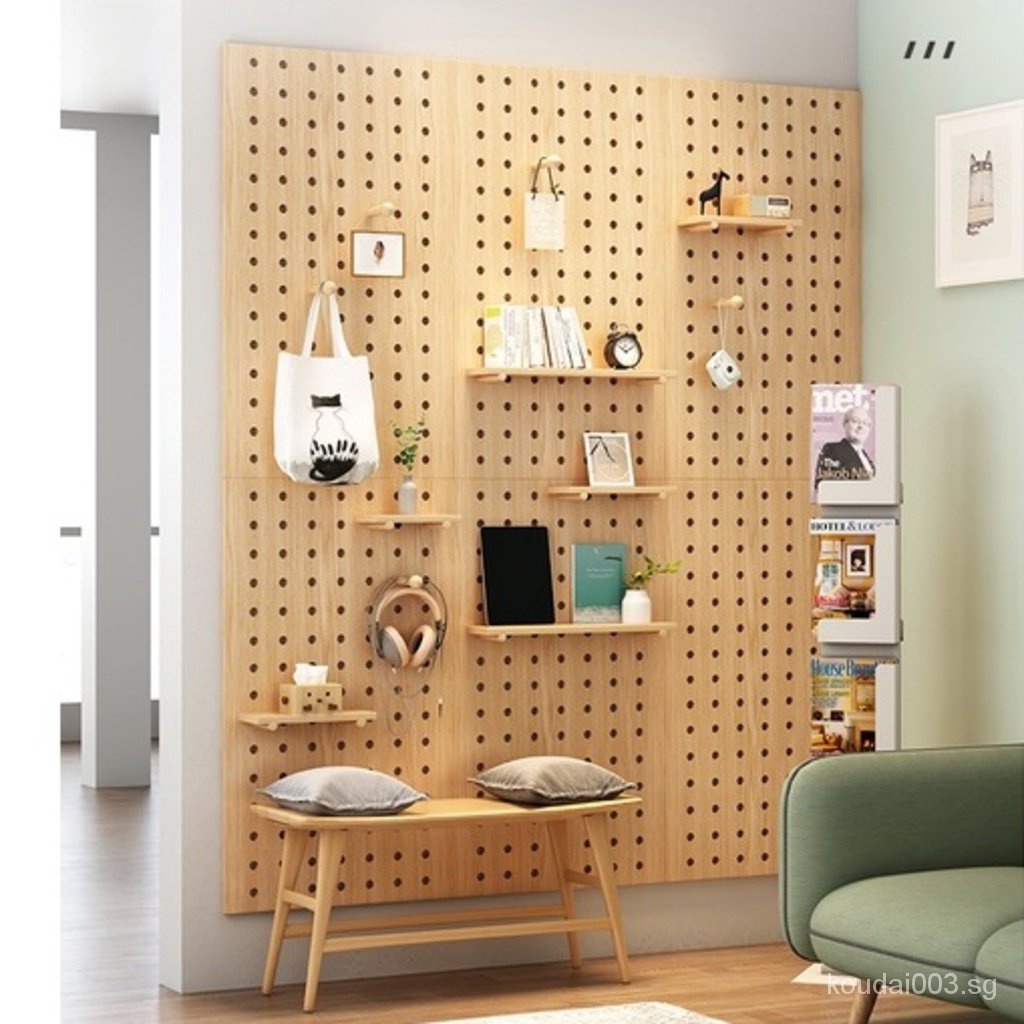 Solid Wood Pegboard Accessories Wall Shelf Hole Board Decoration ...