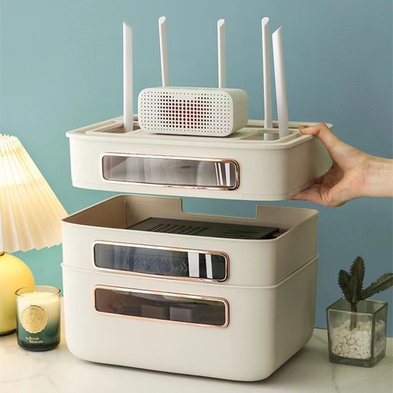 JIKELAI Wifi Router Storage Box Organiser Set-top Box Desktop Living ...