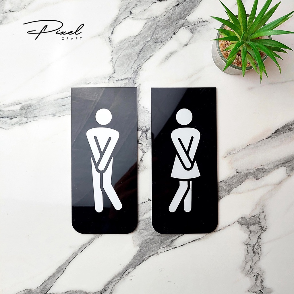 Acrylic Toilet Sign / Vertical Toilet Marker measuring 15 x 7 cm ...
