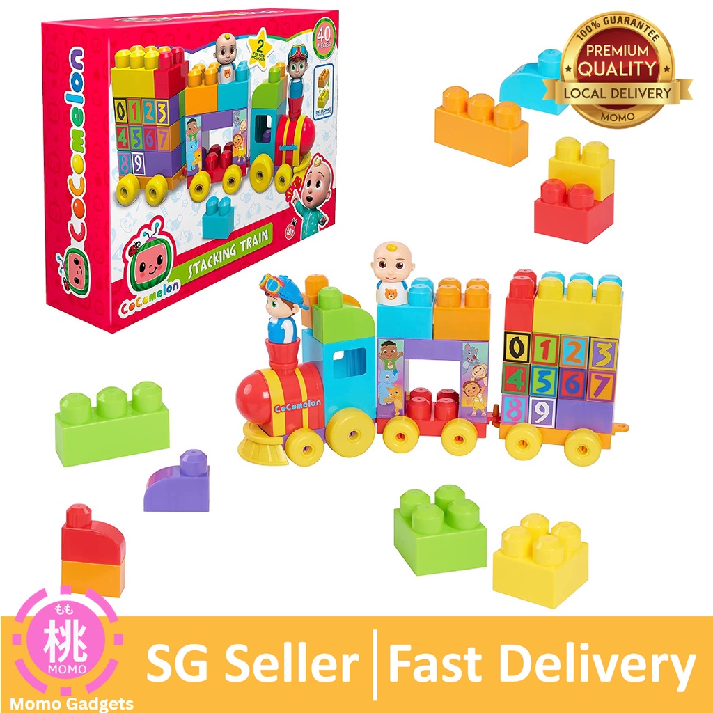 CoComelon Stacking Train, 40 Piece Large Building Block Set Includes JJ ...