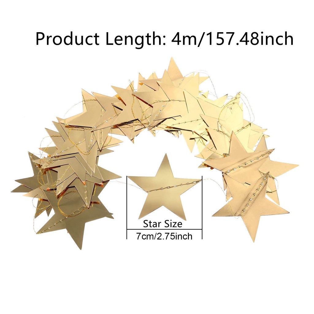 [SG] 33 Stars Paper Garland Banner 4 Meters Bunting Drop Baby Shower ...
