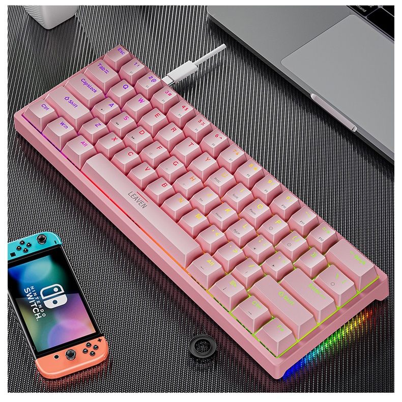 K620 Mini Gaming Mechanical Keyboard 61 Keys RGB Hotswap Type-C Wired ...