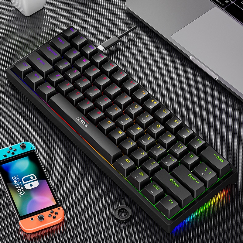 K620 Mini Gaming Mechanical Keyboard 61 Keys RGB Hotswap Type-C Wired ...