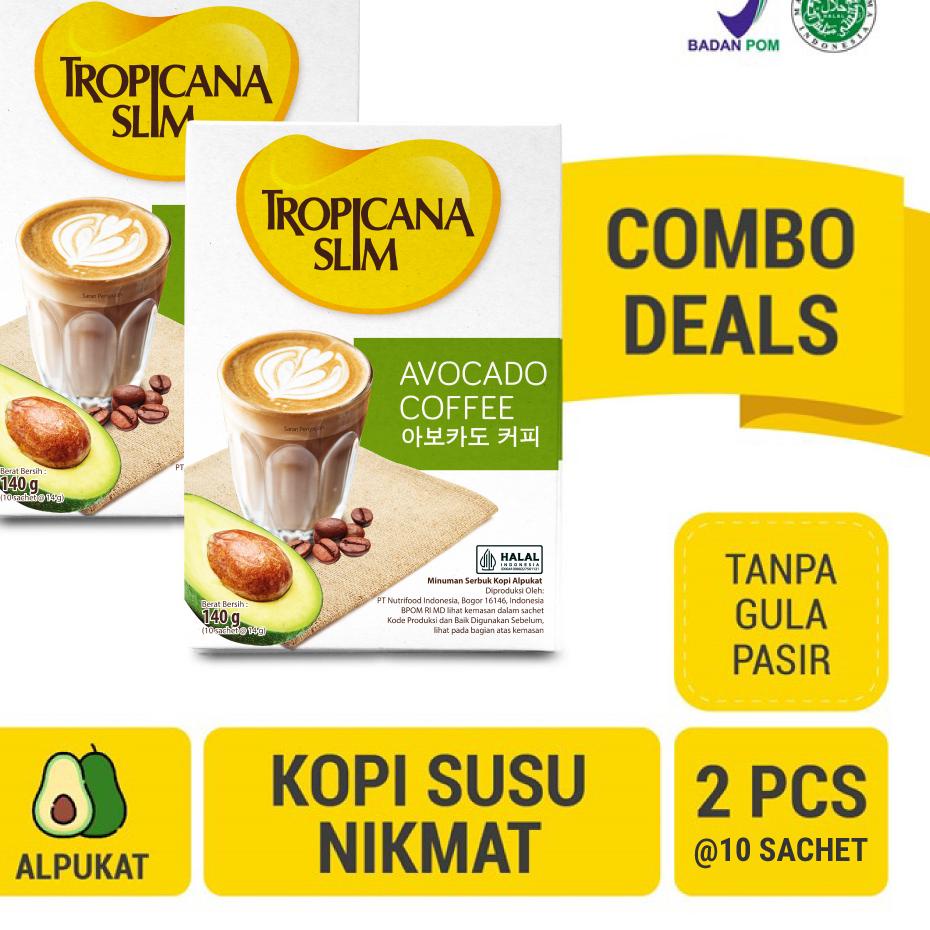 Twin Pack - Tropicana Slim Avocado Coffee 10 Sachets - Delicious Milk ...