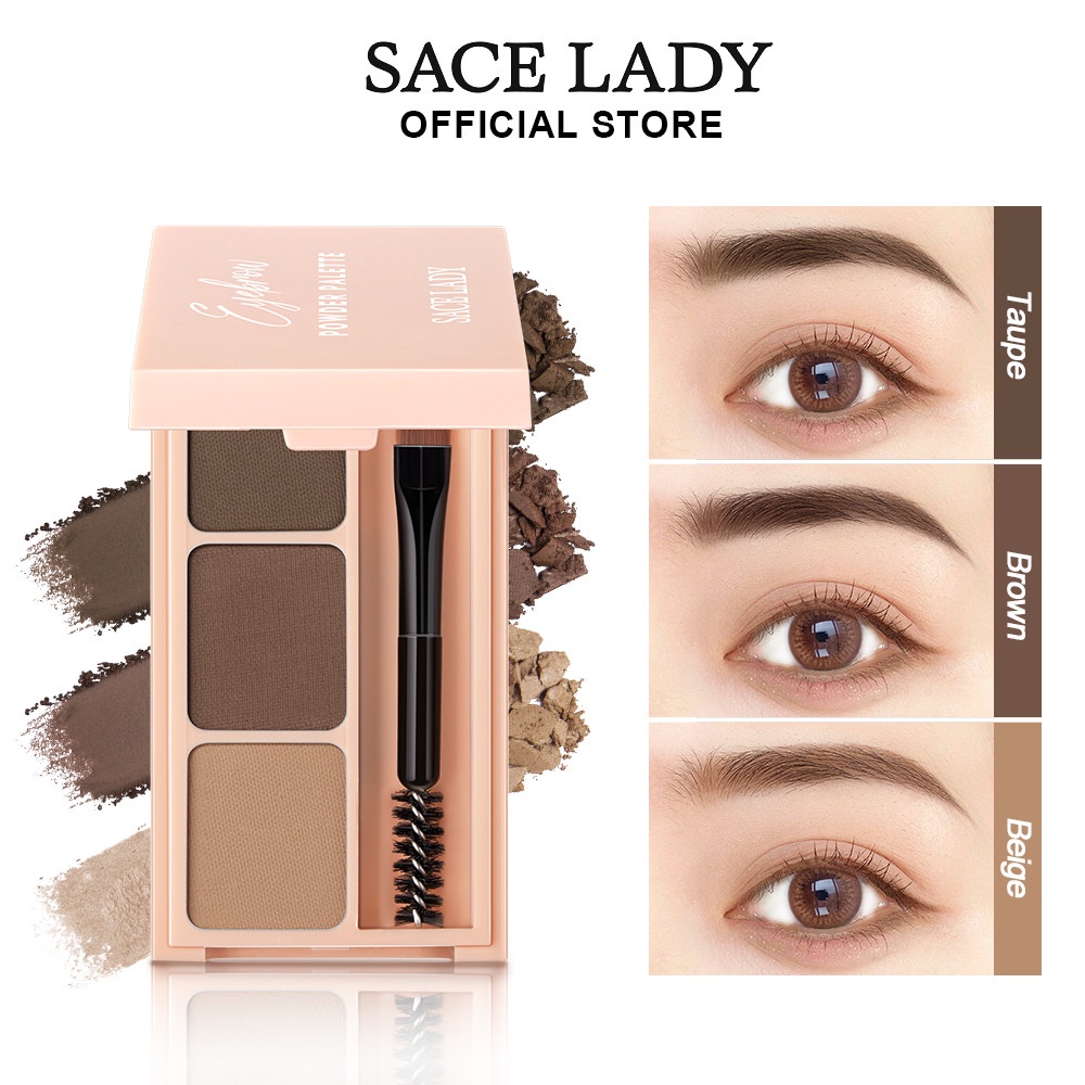 Sace Lady Eyebrow Powder Palette 3 in 1 Pigmented Smudge-proof Smooth ...
