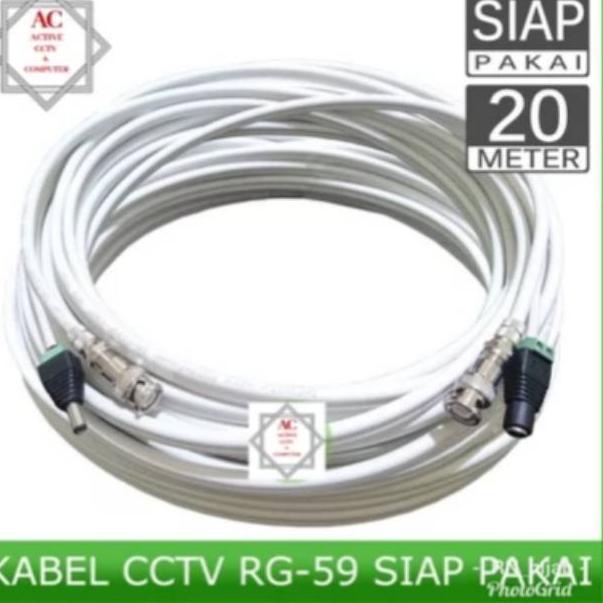 Hot. Coaxial Cable RG59 PLUS POWER CCTV 20M Ready To Use PLUS CONNECTOR ...