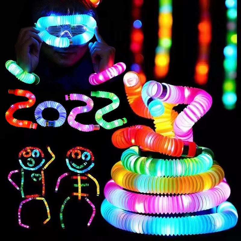 1pcs Fidget Pop Tube LED Popper Stress Sensory Light Toy Party Bag ...