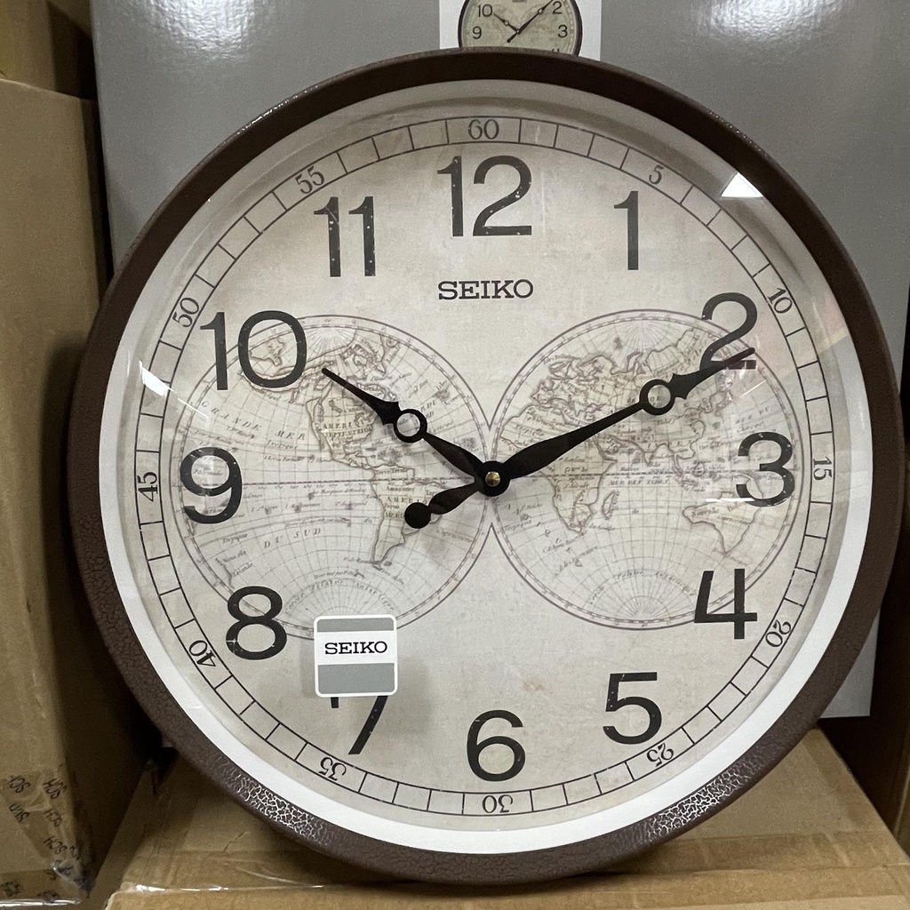 [Original] Seiko Clock QXA803B Decorator World Map Brown Analog Quartz ...