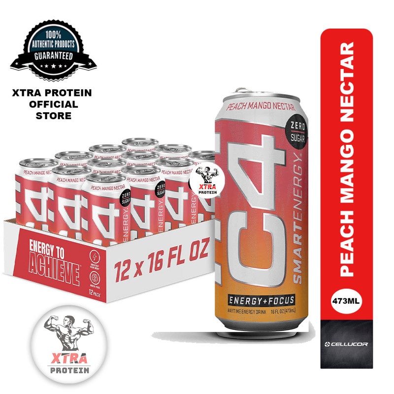 Cellucor C4 Smart Energy Sugar Free Energy Drink (473ml) Peach Mango ...