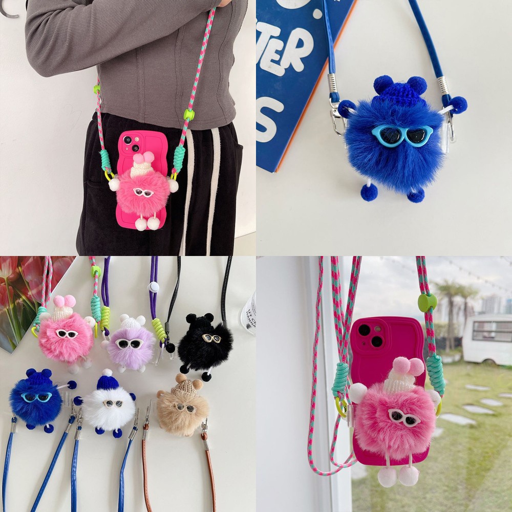 INS Cartoon Plush Doll Mobile Phone Back Clip Strap Lanyard Anti-lost ...