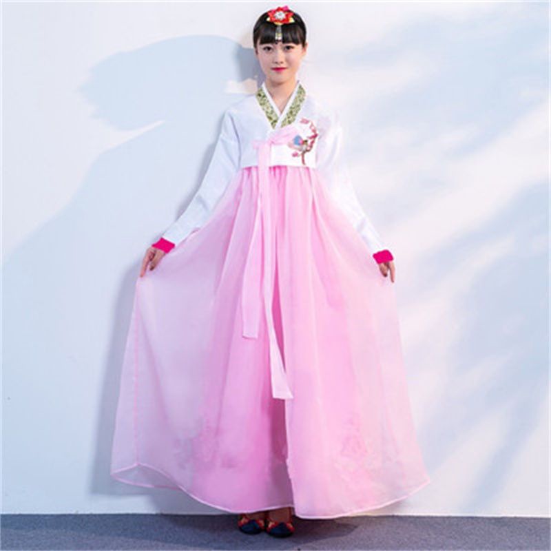 New Style Hanbok Korean Embroidered Flower Wedding Dress Korean Ethnic ...