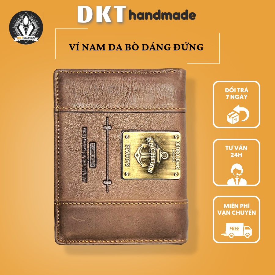 Cefiro Cowhide Men's Leather Wallet Standing Shape High Quality Copper ...