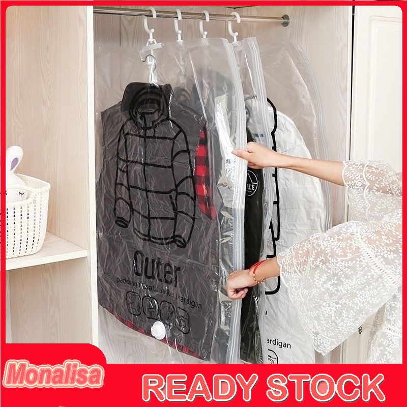Hanging Clothes Vacuum Bags With Hanger Space Saver Closet Storage Seal ...