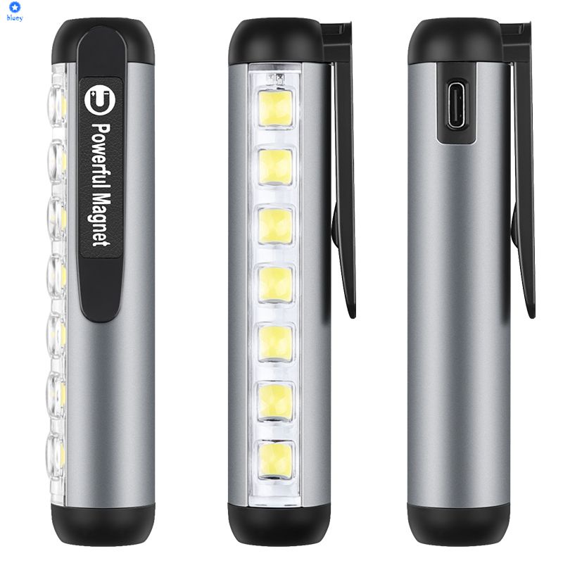 7 Cob Xpe+cob Flashlight Outdoor Rechargeable Torch With Pen Clip ...
