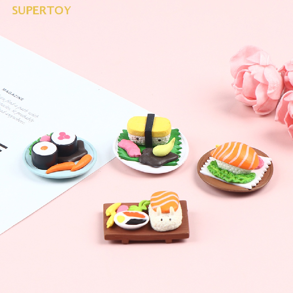 SUPERTOY 1:6 Miniature Dollhouse Sushi Mini Japanese Cuisine Pretend ...