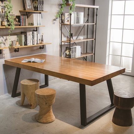 [Free Shipping] [Customizable] Iron Art Solid Wood Dining Table Simple ...