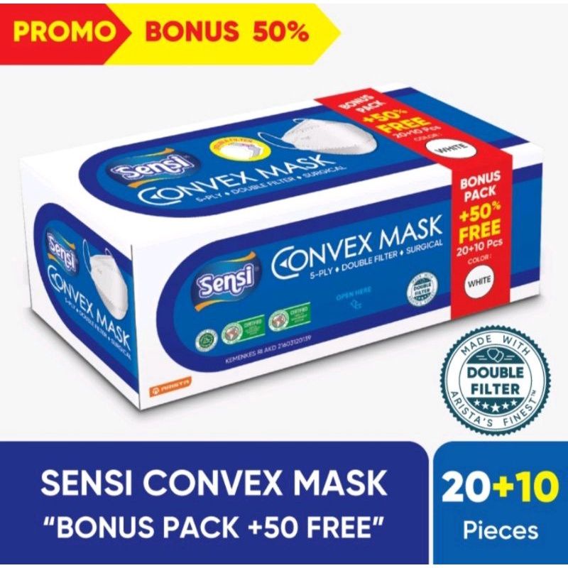 Sensi Convex Box masks contain 20+10 pcs | Shopee Singapore