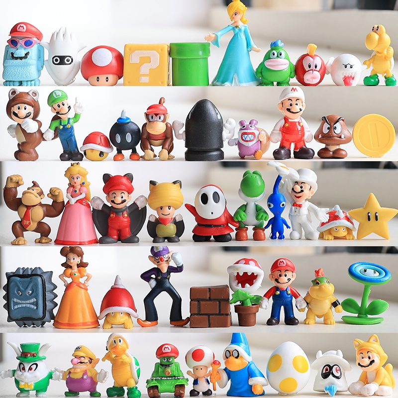 48pcs Set Super Mario Bros Green Treasure Mushroom Peach Princess Luigi ...