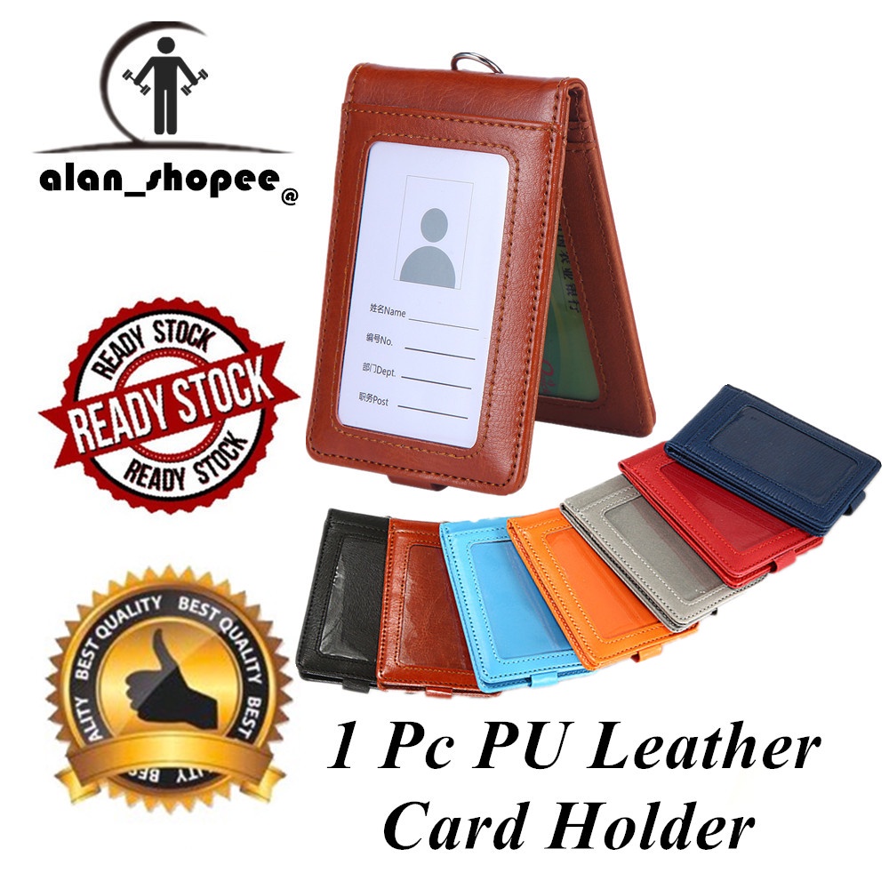 1pc PU Leather Name Badge Double Sided Pocket / ID Card / Name Tag ...