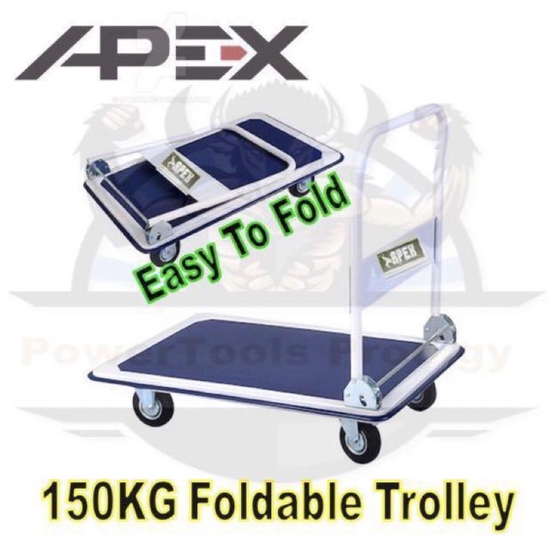 APEX FOLDABLE INSTALLED TROLLEY / METAL/ 150KG/ EASY STORAGE/ MAX LOAD ...