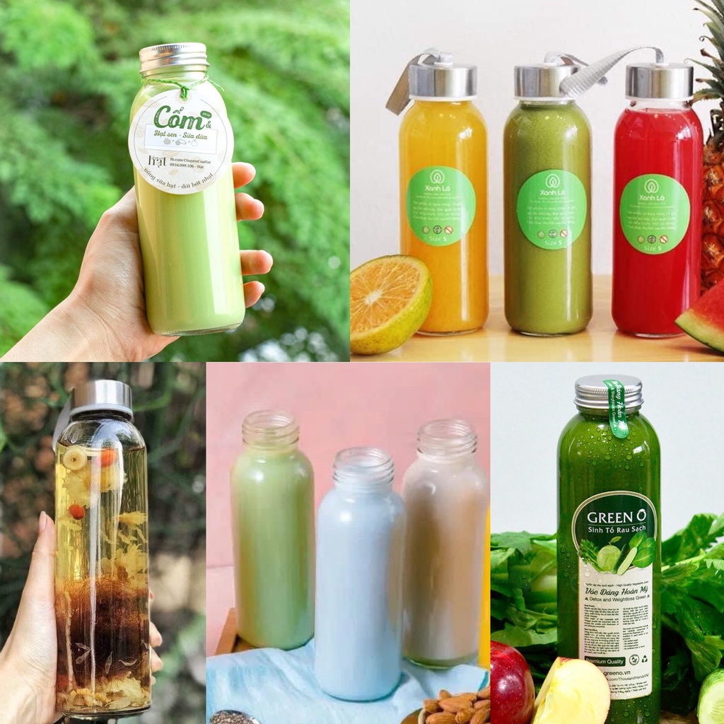 Combo of 6 glass bottles with wire lids 300-500ml for detox water ...