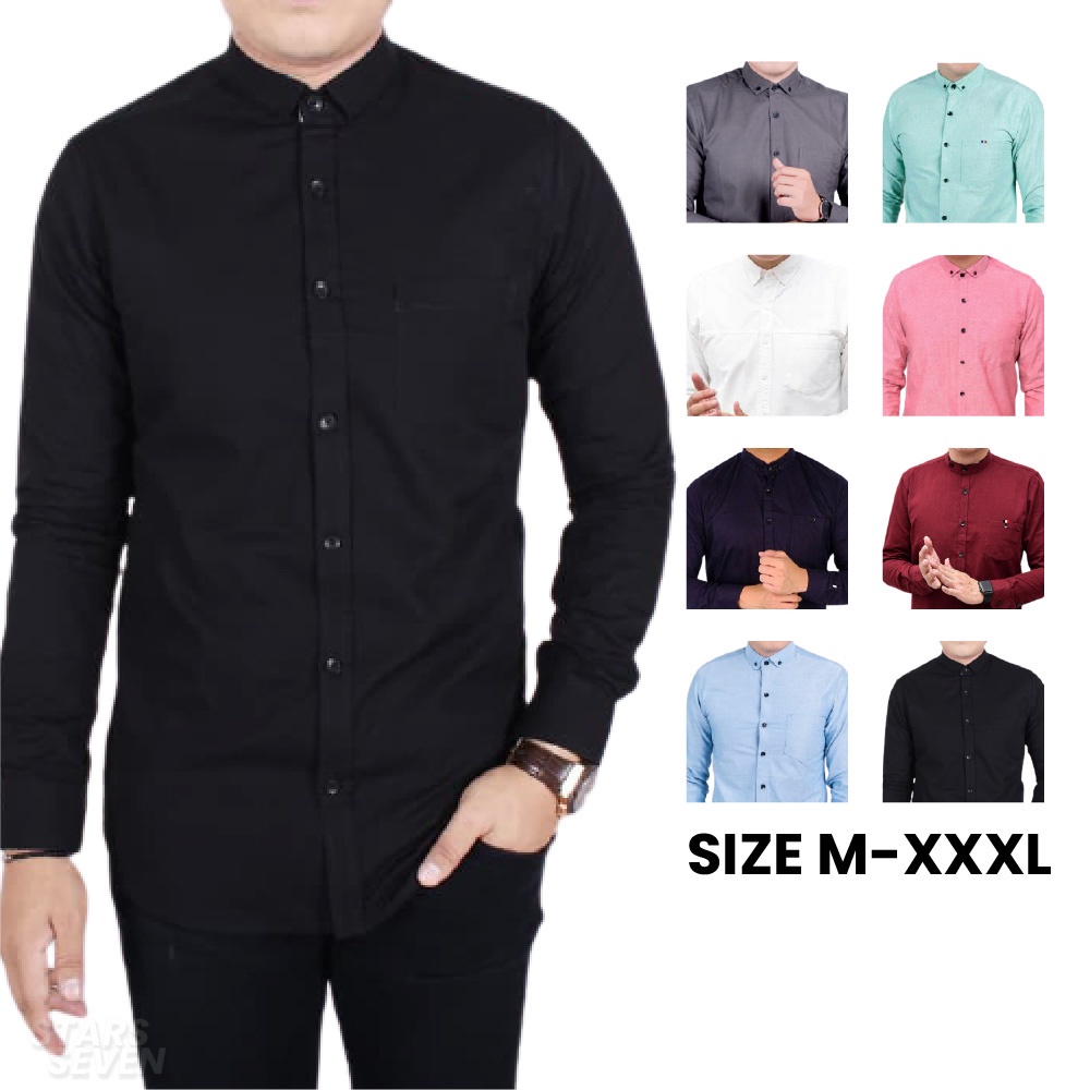 KEMEJA HITAM PUTIH Men's Shirts Long Sleeve Men's Shirts Plain White ...