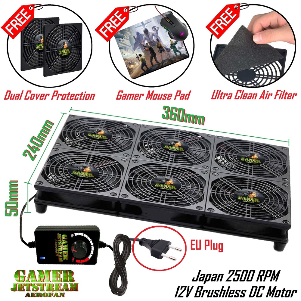 240mm x 360mm (6 Fan) With Speed Control GAMER JETSTREAM AEROFAN ...