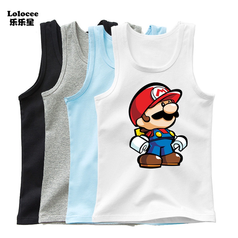 Boys Cartoon Singlet Super Mario Tank Top Kids Summer Cotton Vest ...