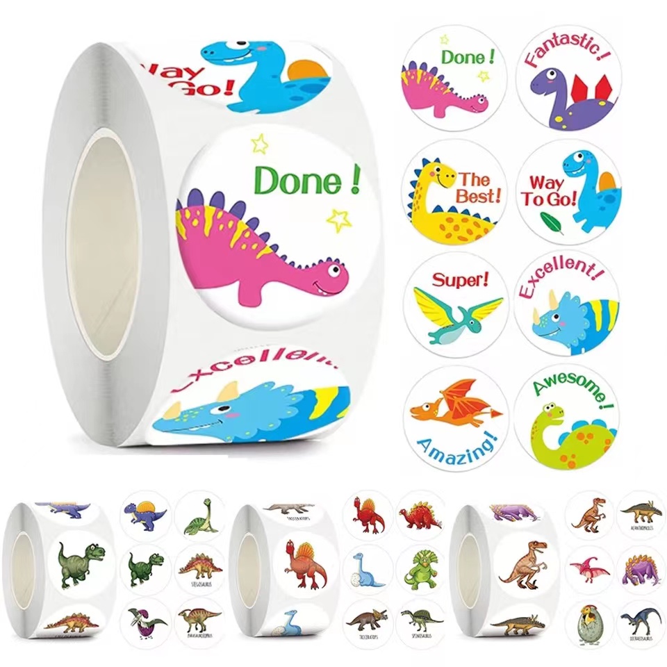 500Pcs New Cartoon Dinosaur Reward Stickers Animal Classic Toy Label ...