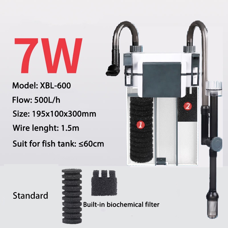 SunSun Hang On Filter Skimmer Up to 100 Liter Aquarium 6W Multi-stage ...