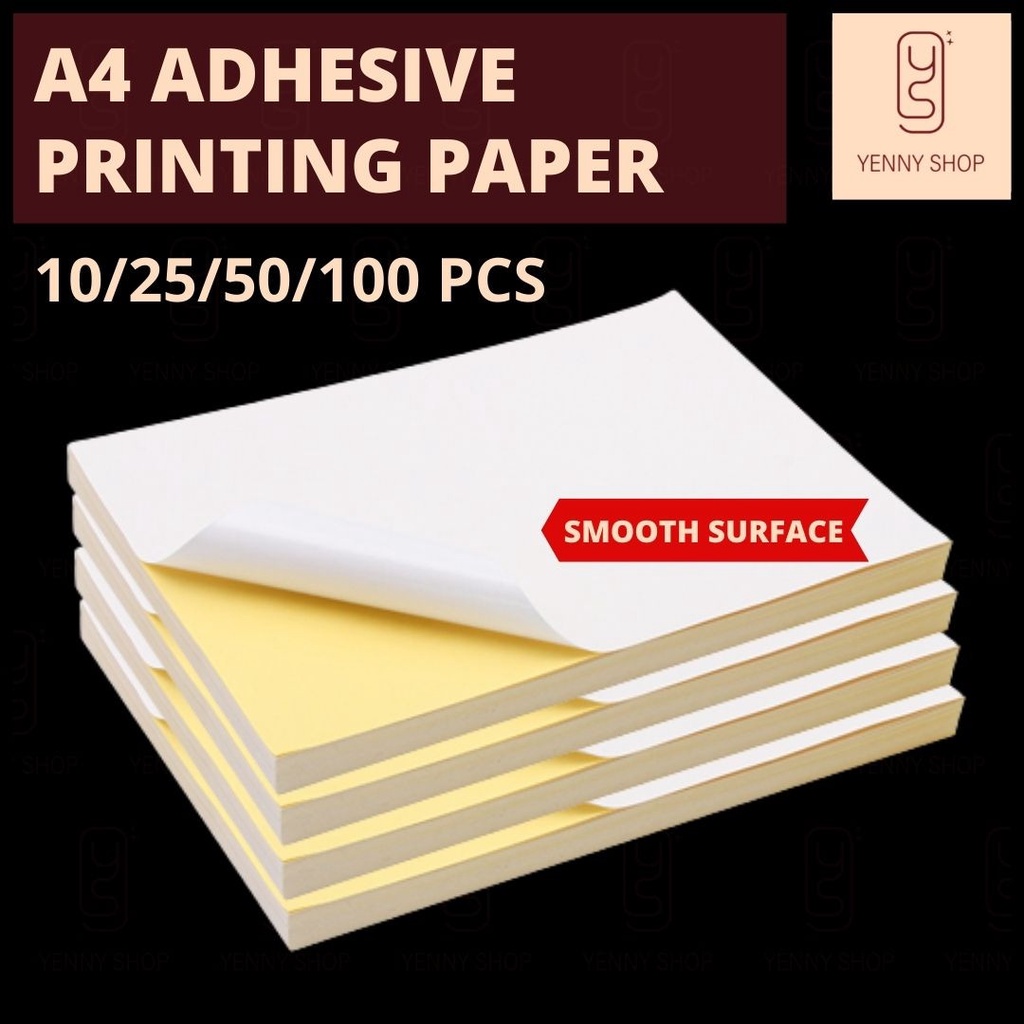 10/25/50/100pcs A4 White Sticker Paper Matte Surface A4不干胶打印纸 内切割标签贴纸 ...
