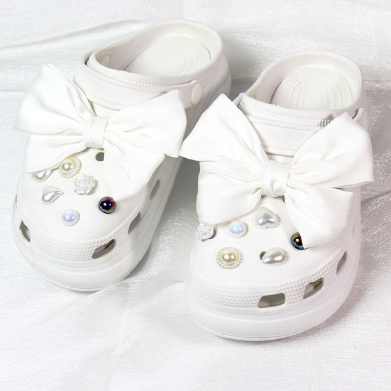 Korean Purple Ribbon Croc Charm Black Bowknot Jibits Pin Princess Shoe ...