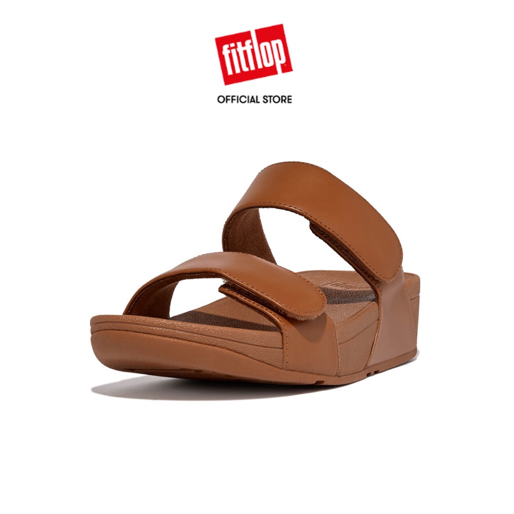 FitFlop LULU Women's Adjustable Leather Buckle Slides - Light Tan (FV6 ...