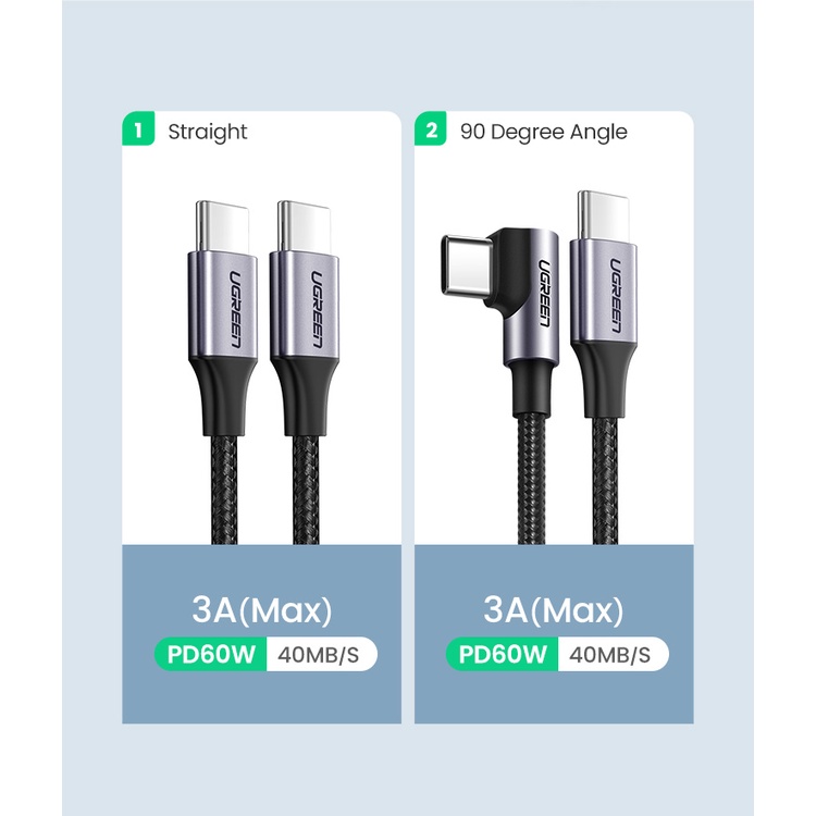 UGREEN USB C to USB C Cable, 60W Type-C PD Fast Charging Cord, USB C ...